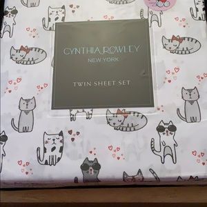 Cynthia Rowley Bedding | Gray Sketch Kitty Cat Queen Sheet | Poshmark
